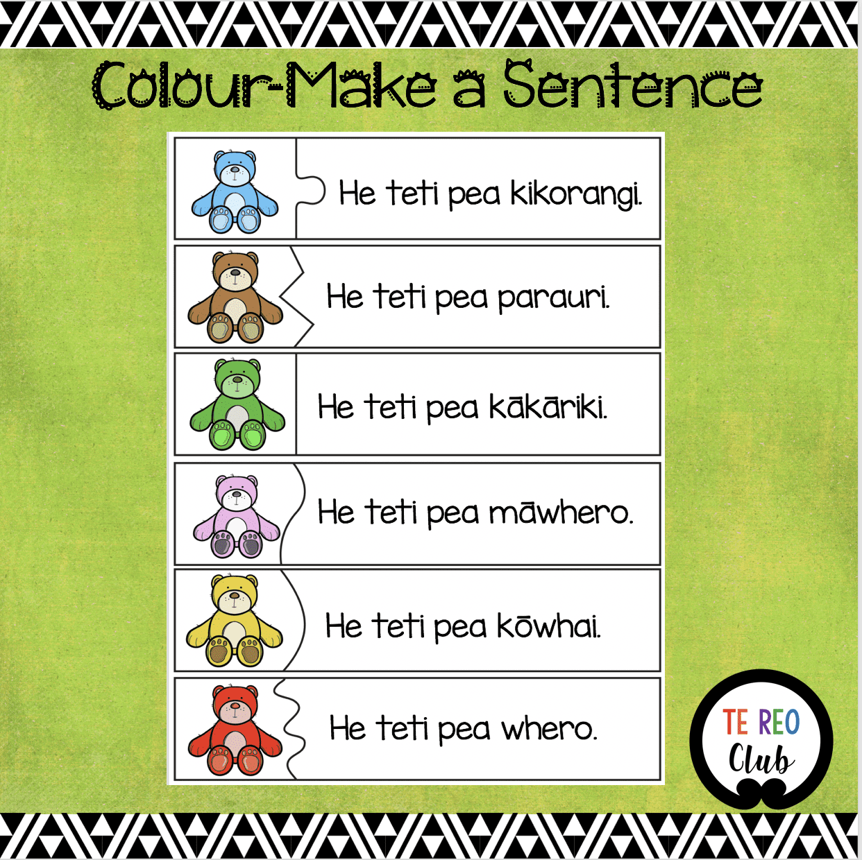 Colour-Make a sentence - Te Reo Club
