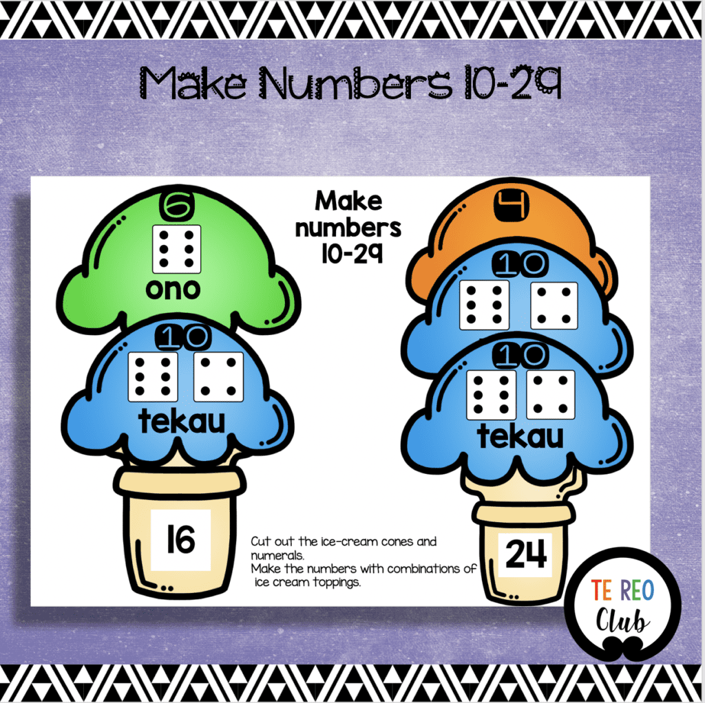 Ice Creams Counting Make numbers 10-29 - Te Reo Club