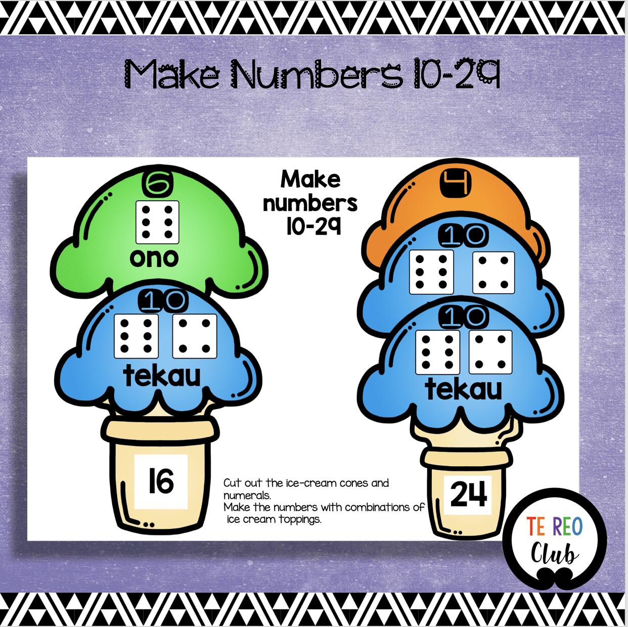 Ice Creams Counting Make numbers 10-29 - Te Reo Club