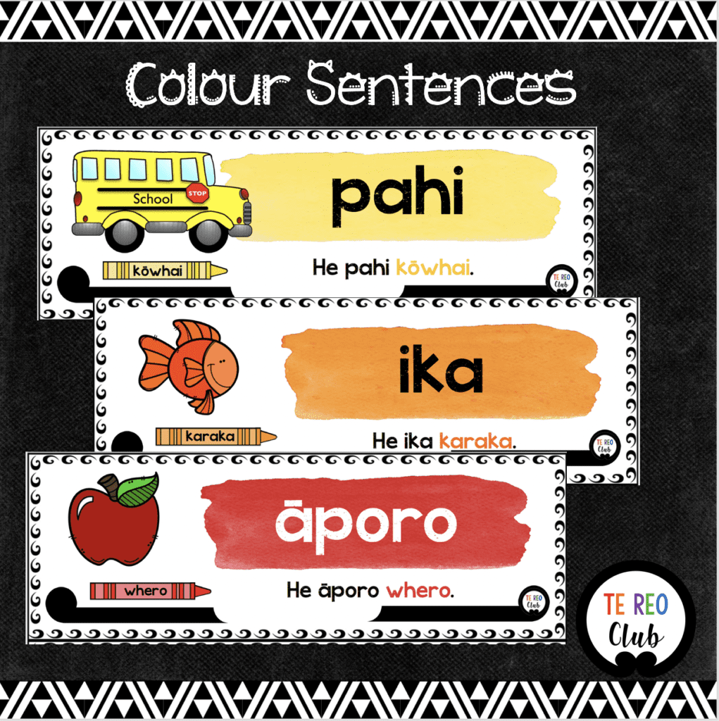 Colour Labels and Sentences - Te Reo Club