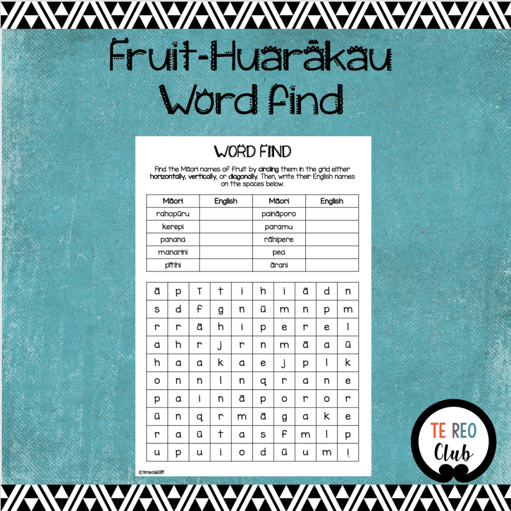 Fruit-Huarākau Word Find - Te Reo Club