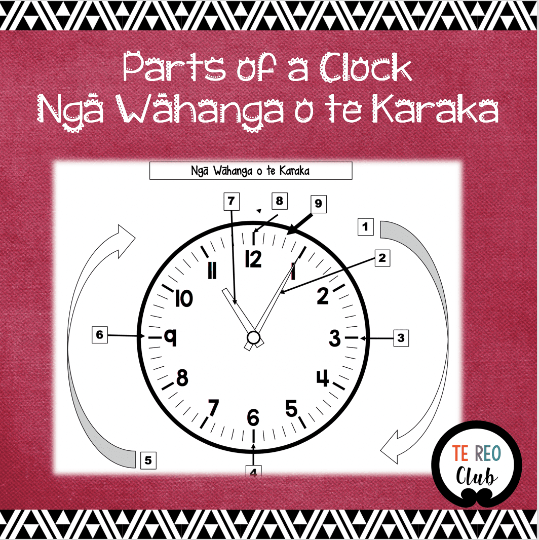 Parts of a Clock-Ngā Wāhanga o te Karaka - Te Reo Club