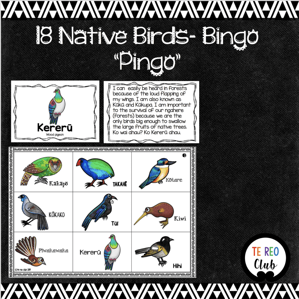 NZ Native Birds Bingo-"Pingo" - Te Reo Club