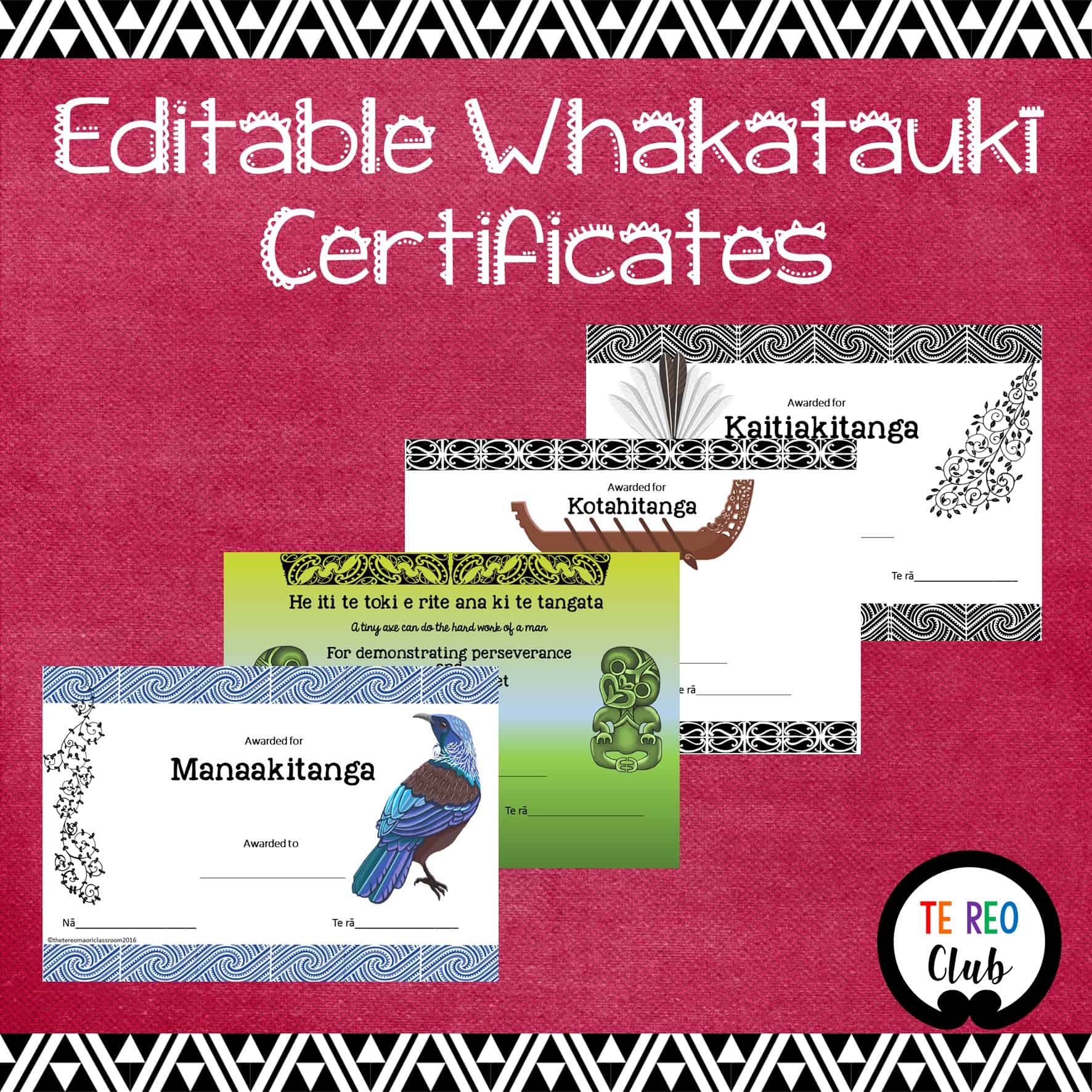 Editable Whakataukī Certificates - Te Reo Club