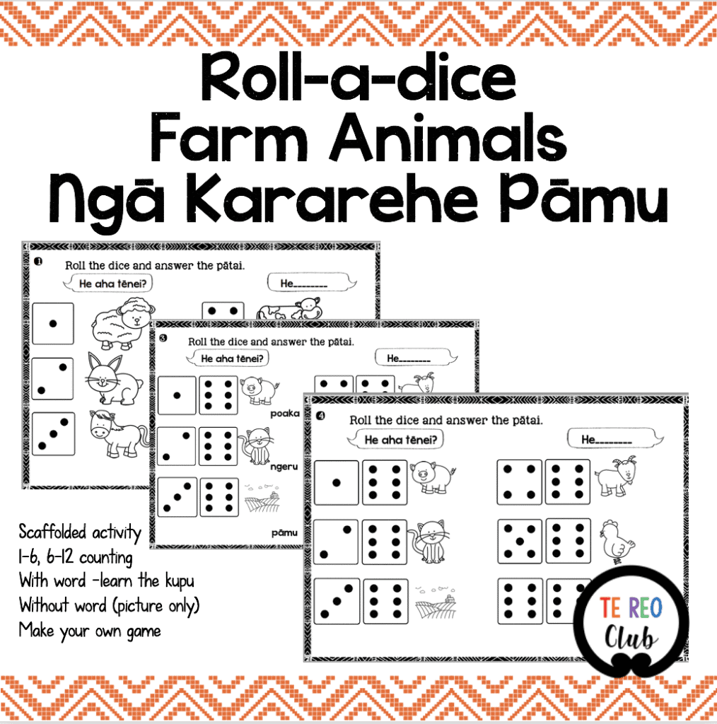 Farm Animals Roll-a-Dice Activity - Te Reo Club