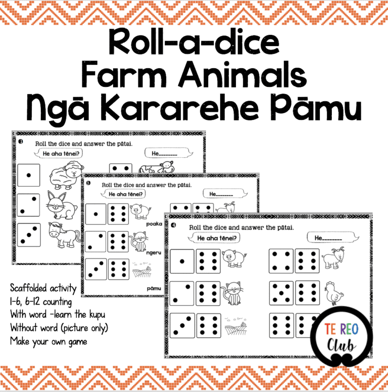 Farm Animals Roll-a-Dice Activity - Te Reo Club