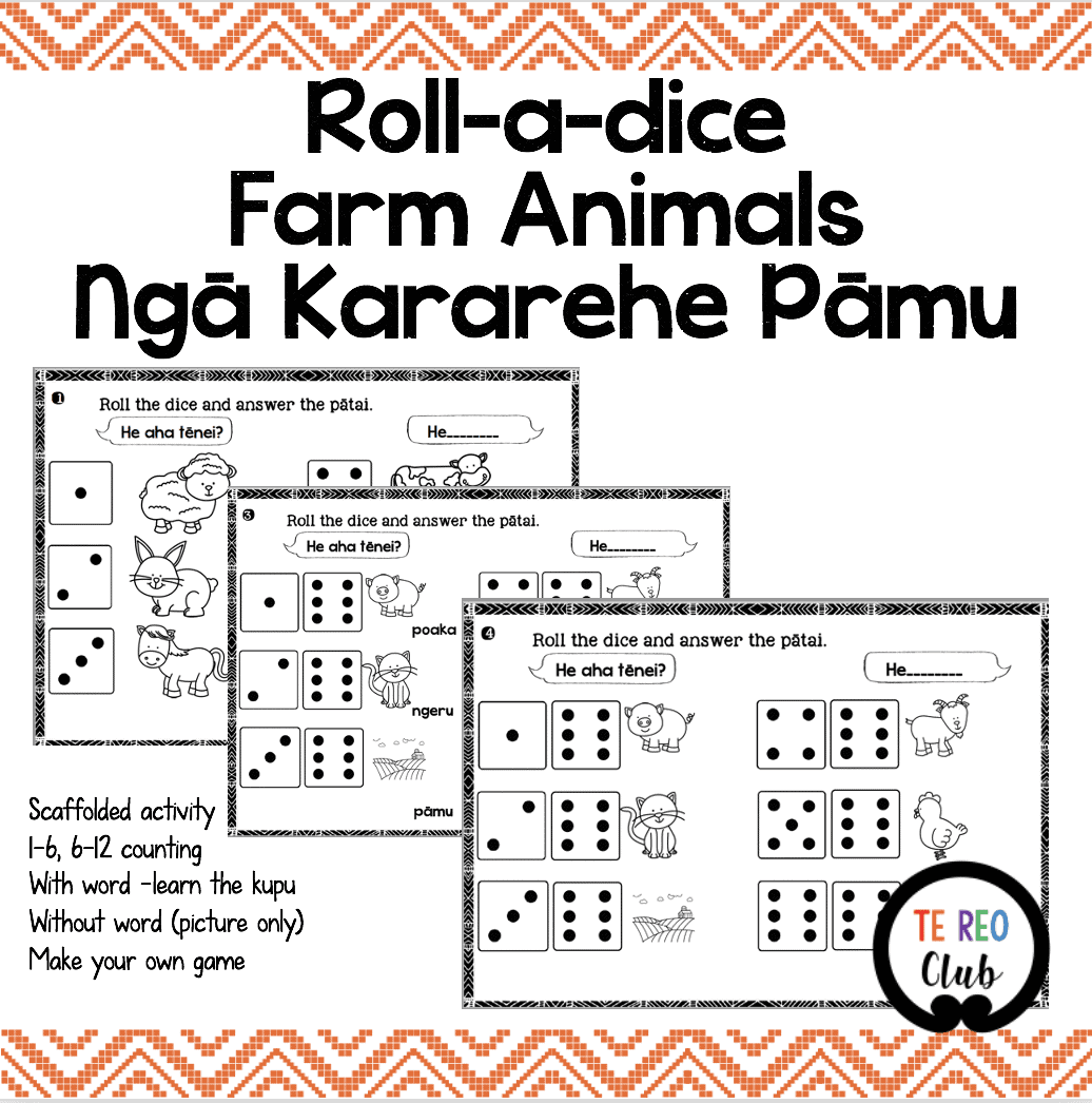 Farm Animals Roll-a-Dice Activity - Te Reo Club