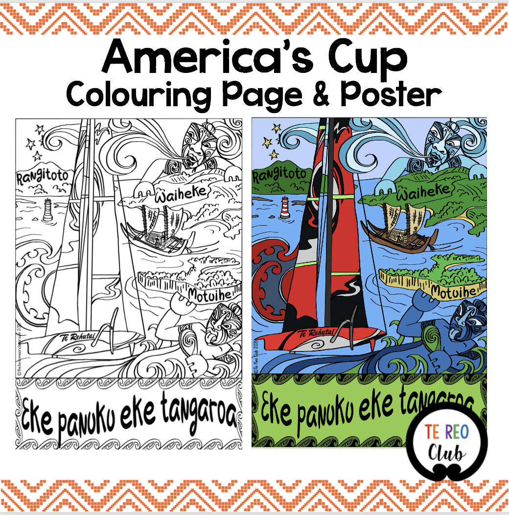 America's Cup Colouring Page - Te Reo Club