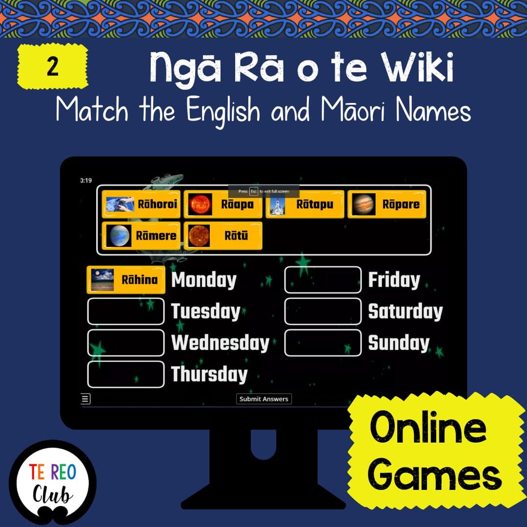 Ngā rā o te wiki Match Up - Te Reo Club