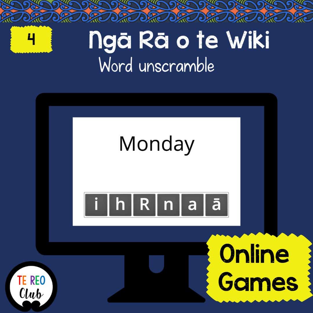 Ngā rā o te wiki Anagram - Te Reo Club
