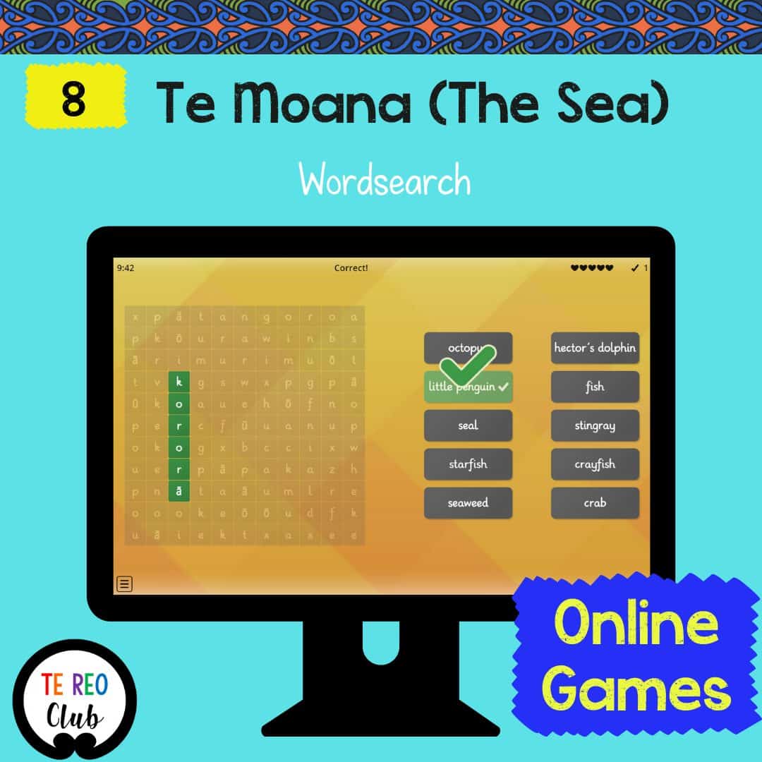 Te Moana-The Sea (Wordsearch) - Te Reo Club