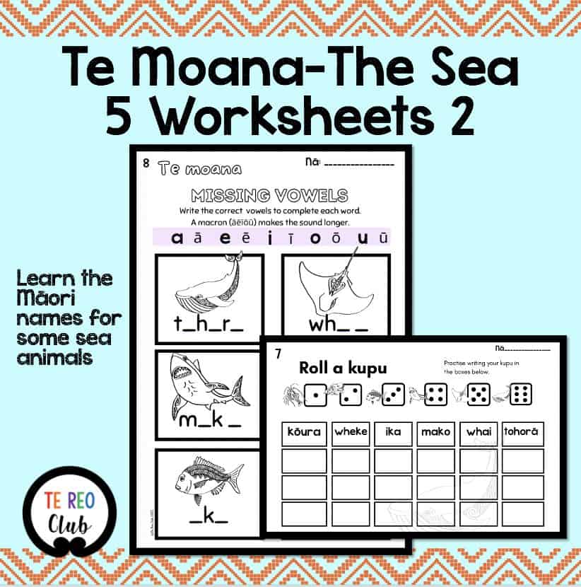 Te Moana The Sea 5 Worksheets (2) - Te Reo Club