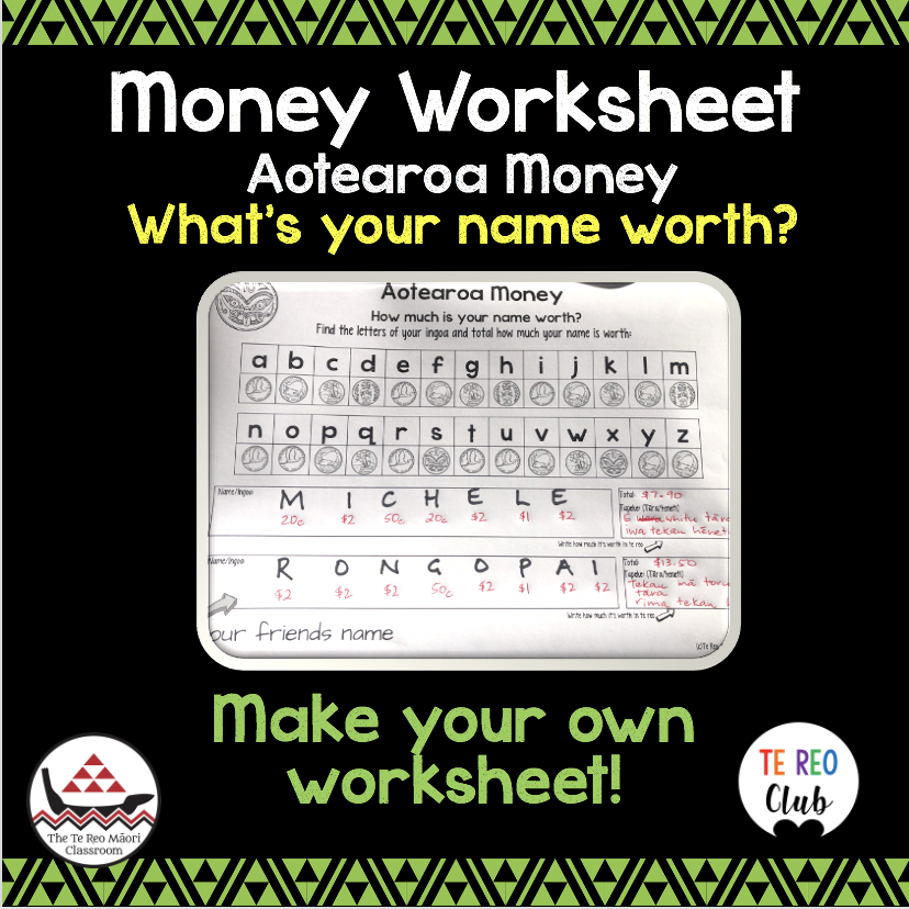 Money Worksheet-How Much is Your Name Worth? - Te Reo Club