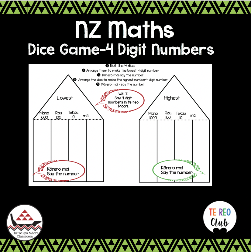 4 Digit Dice Activity - Te Reo Club