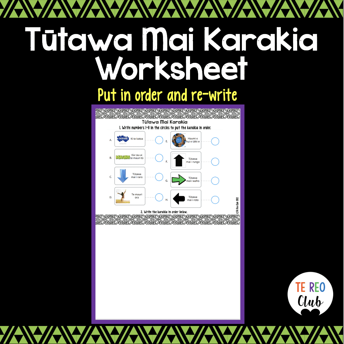 Tūtawa Mai Karakia Worksheet - Te Reo Club