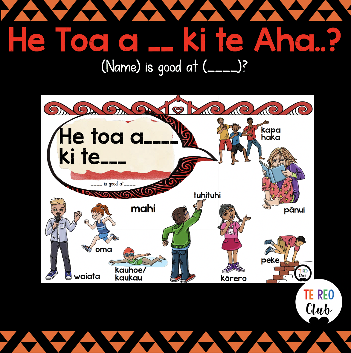 He Toa a ___ ki te Aha? (Name) is good at what? - Te Reo Club
