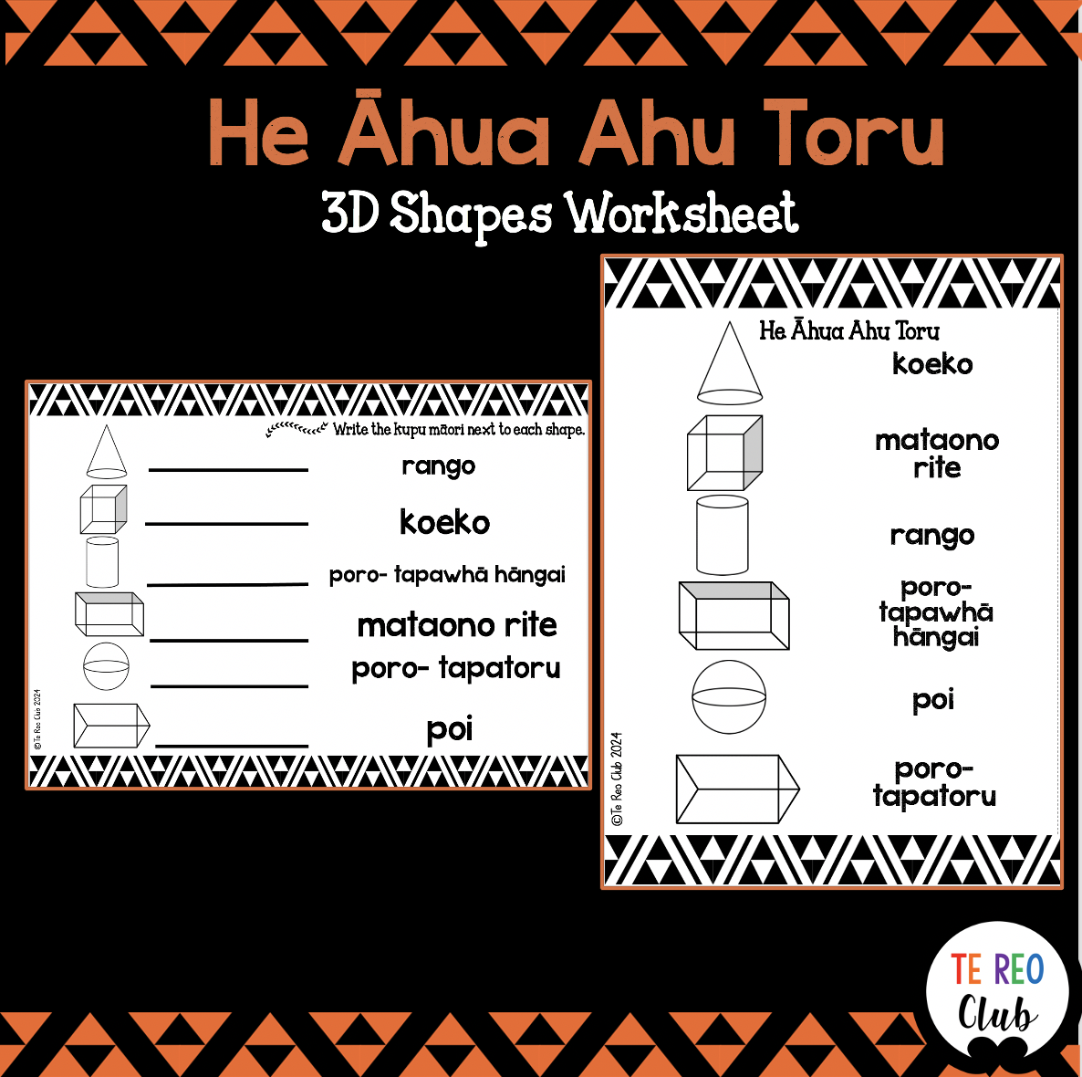He Āhua Ahu Toru-3D Shapes - Te Reo Club